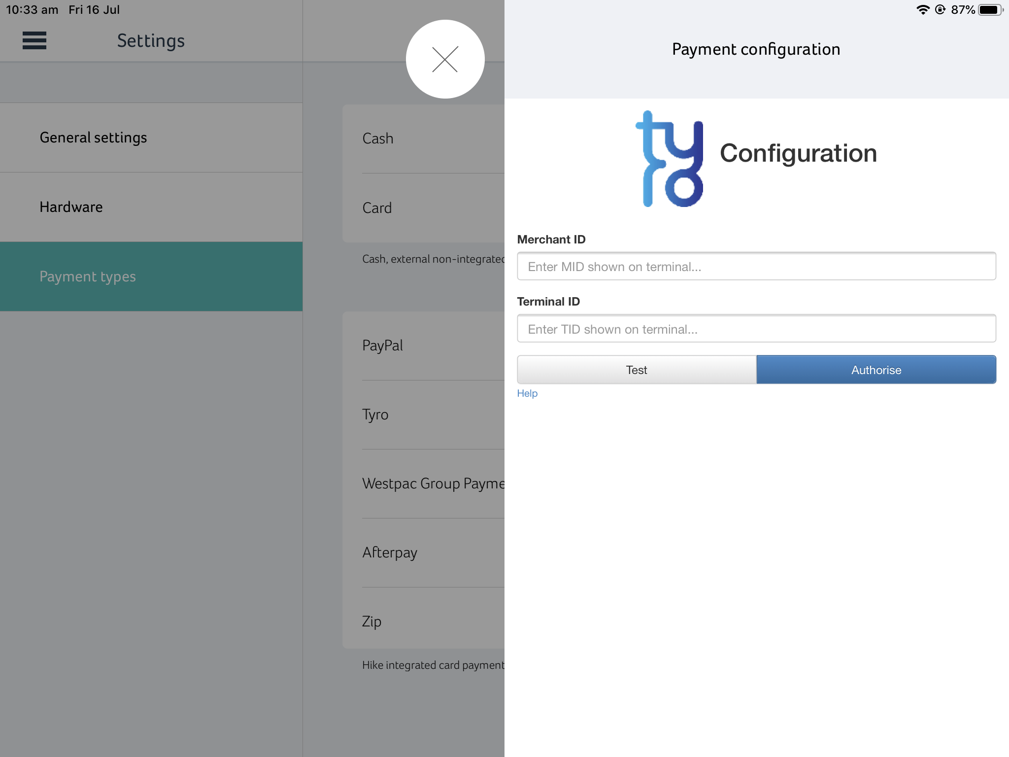 How to integrate the Tyro EFTPOS machine with Hike POS