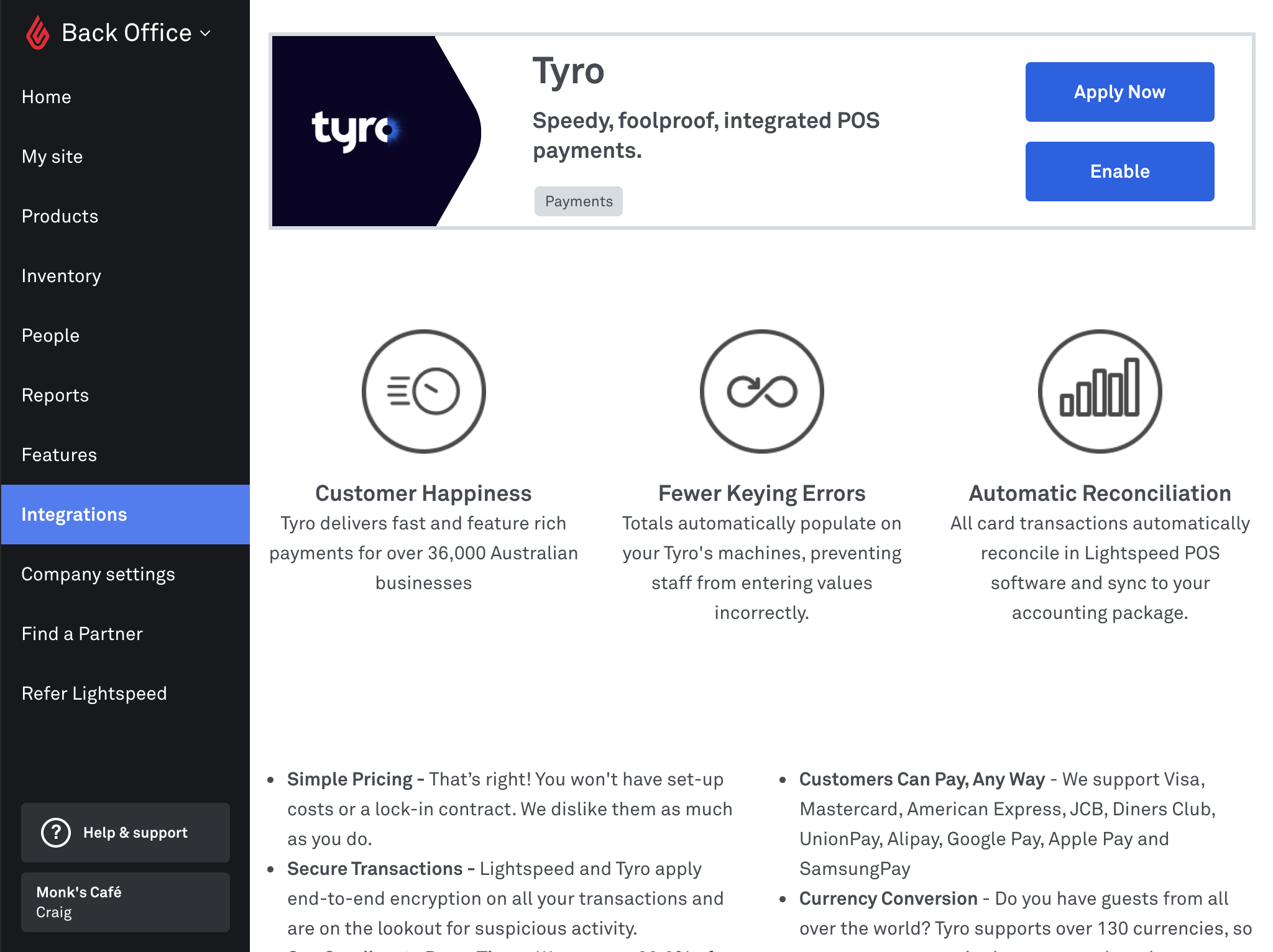How do I pair the Tyro EFTPOS machine with Lightspeed Kounta POS?