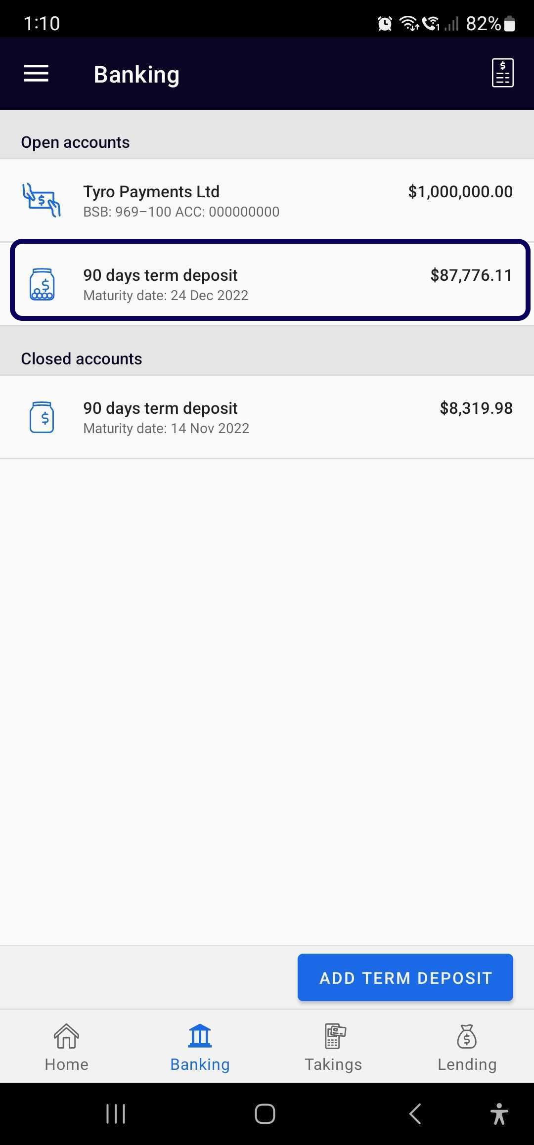 How to break a Tyro Business Term Deposit