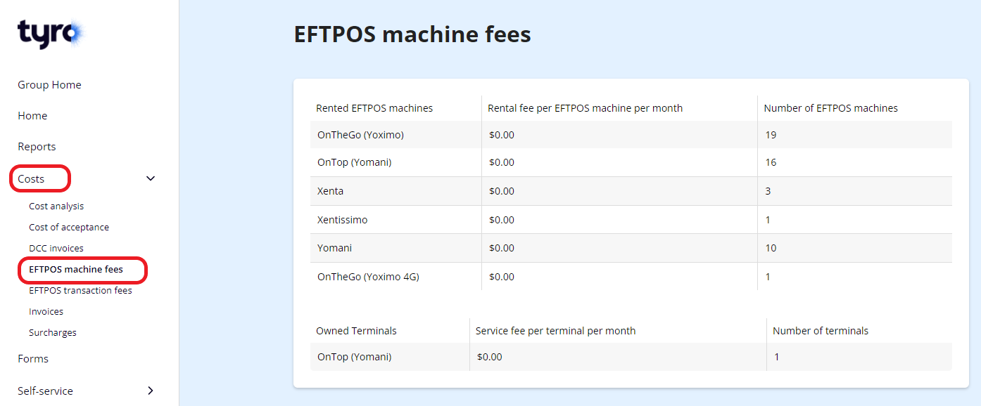 Where can I find my Tyro Fees?