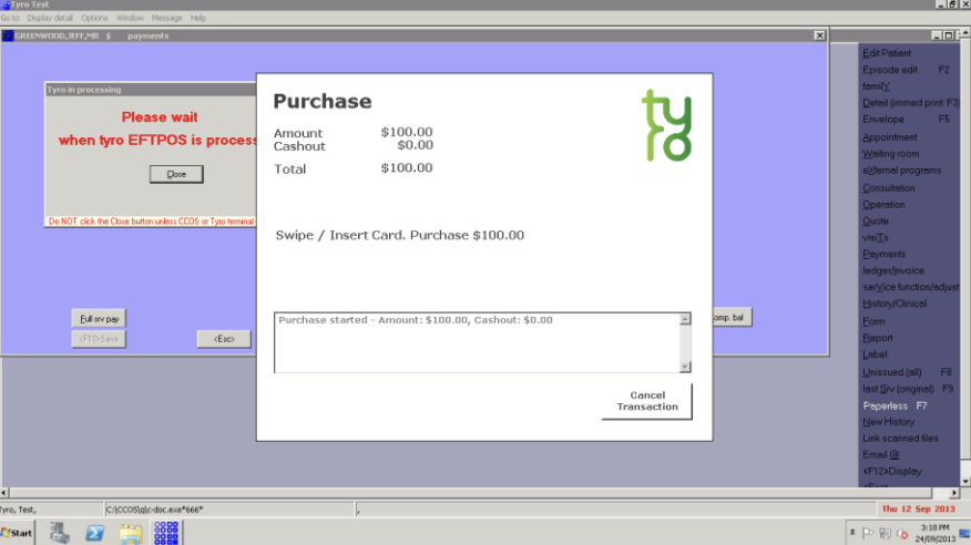 How do I setup CCOS PMS with my Tyro EFTPOS machine?